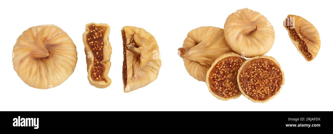 dried fig isolated on white background with full depth of field. Top ...