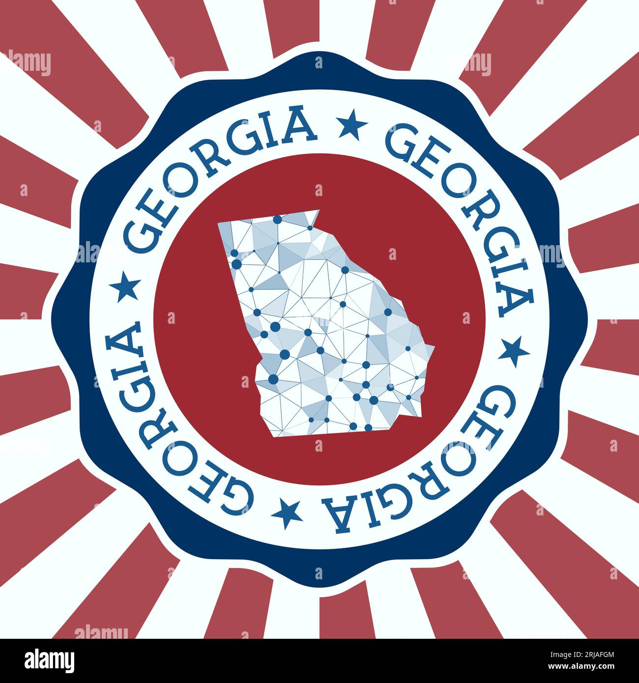 Georgia Badge. Round logo of US state with triangular mesh map and ...