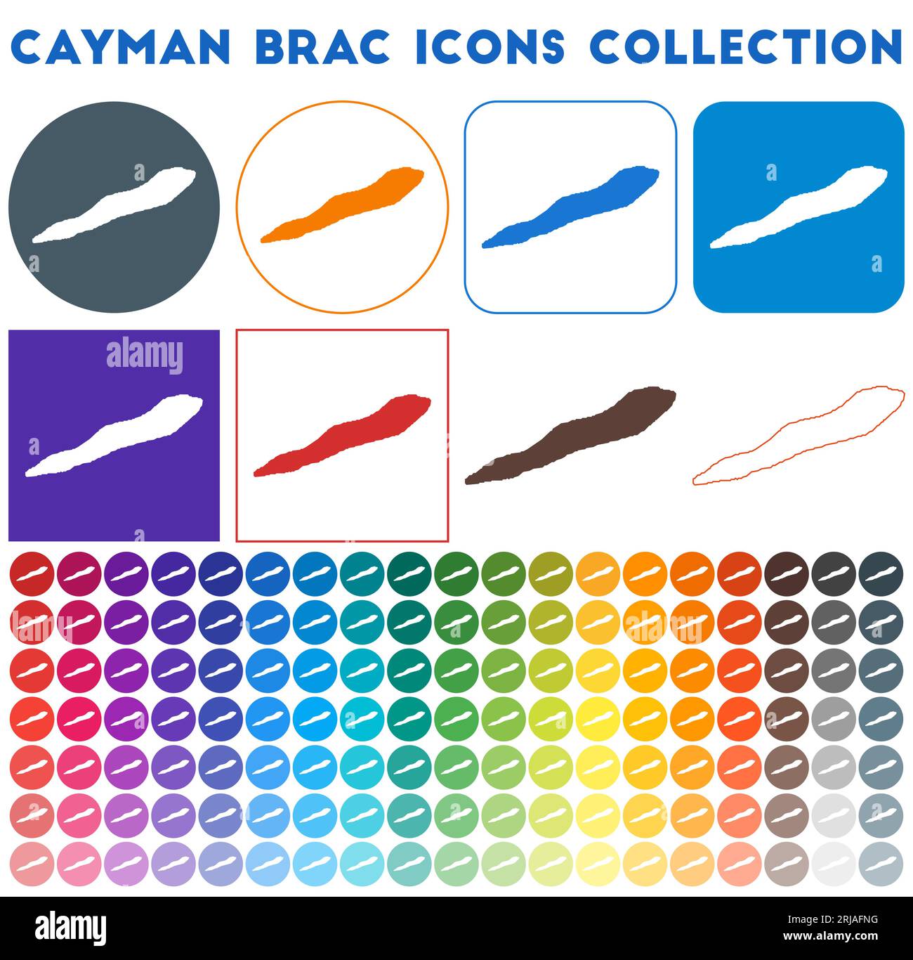 Cayman Brac icons collection. Bright colourful trendy map icons. Modern ...