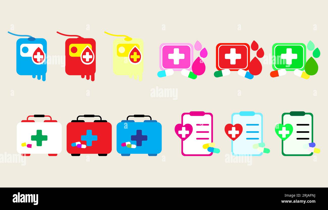 Collection illustration blood bag symbol for medical treatment.Set of ...