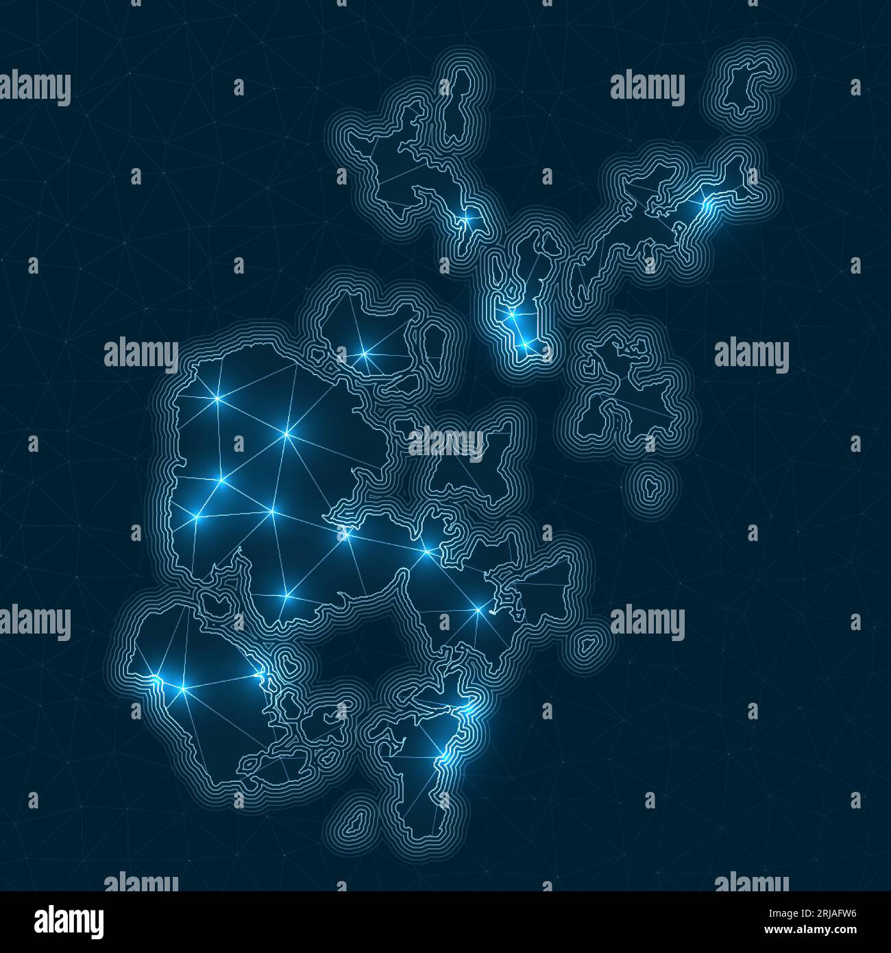 Orkney Islands network map. Abstract geometric map of the islands ...