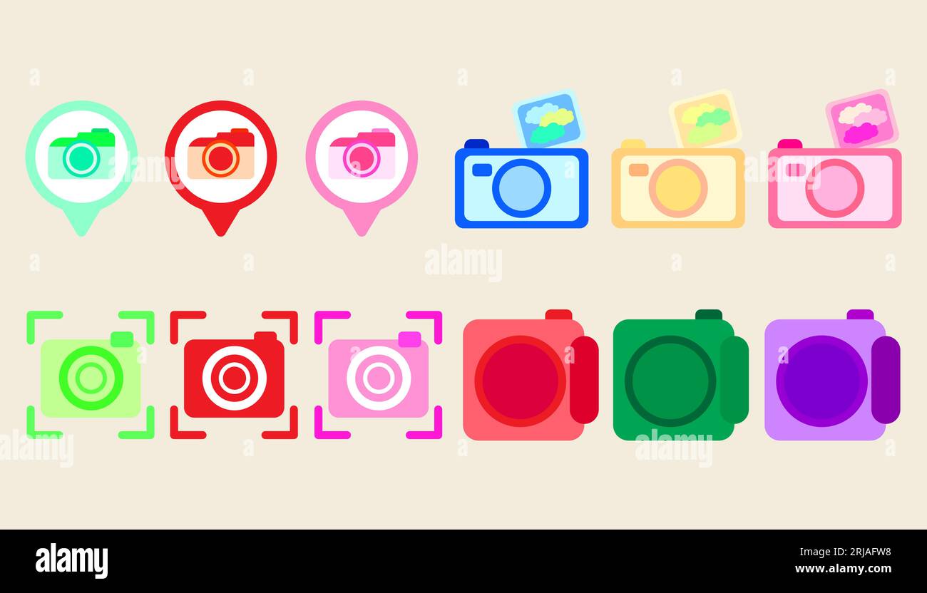 Collection Camera icon.Set of Camera for design work Stock Vector Image ...