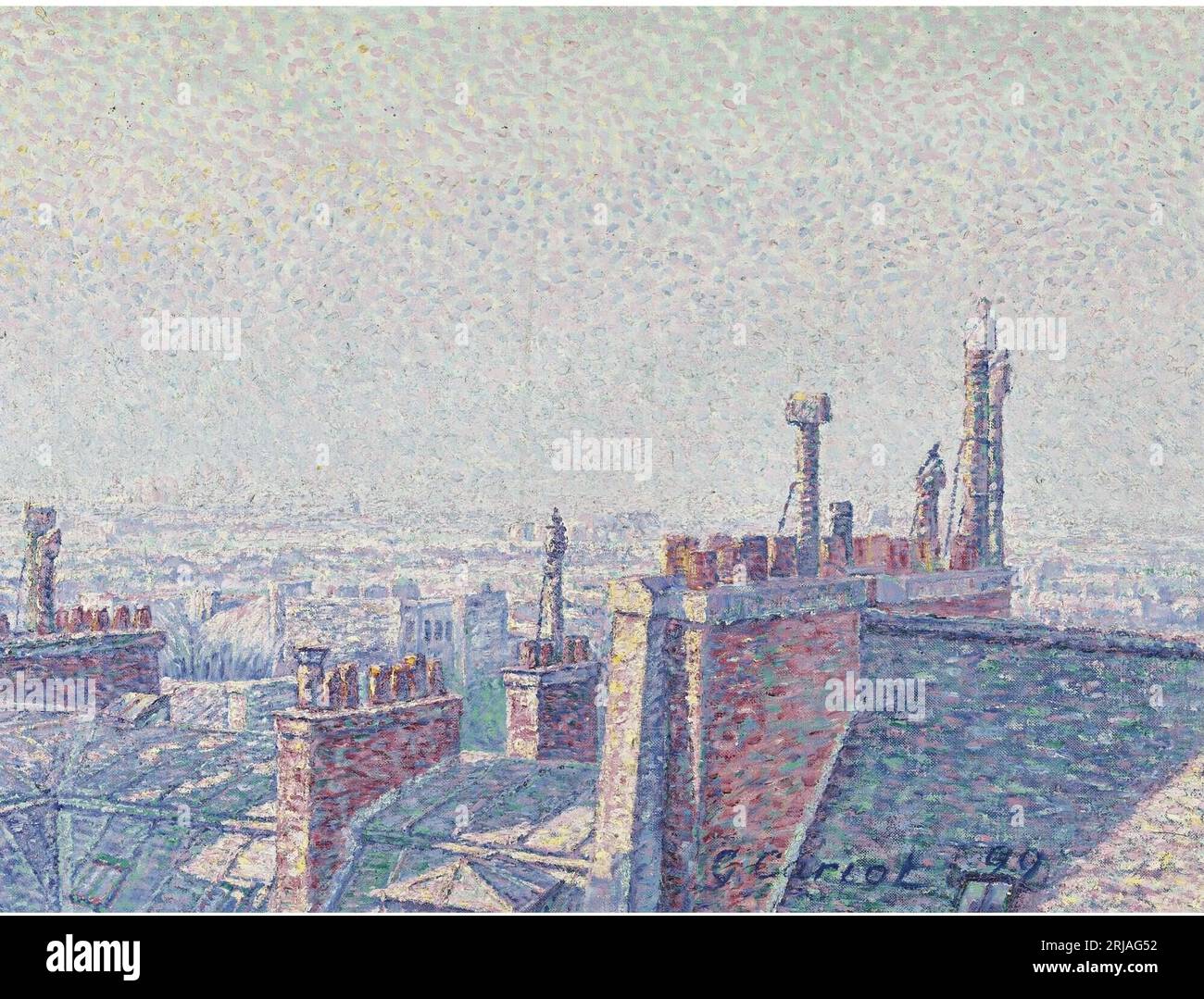 The Rooftops of Paris Painted in 1899. by Gustave Cariot Stock Photo ...