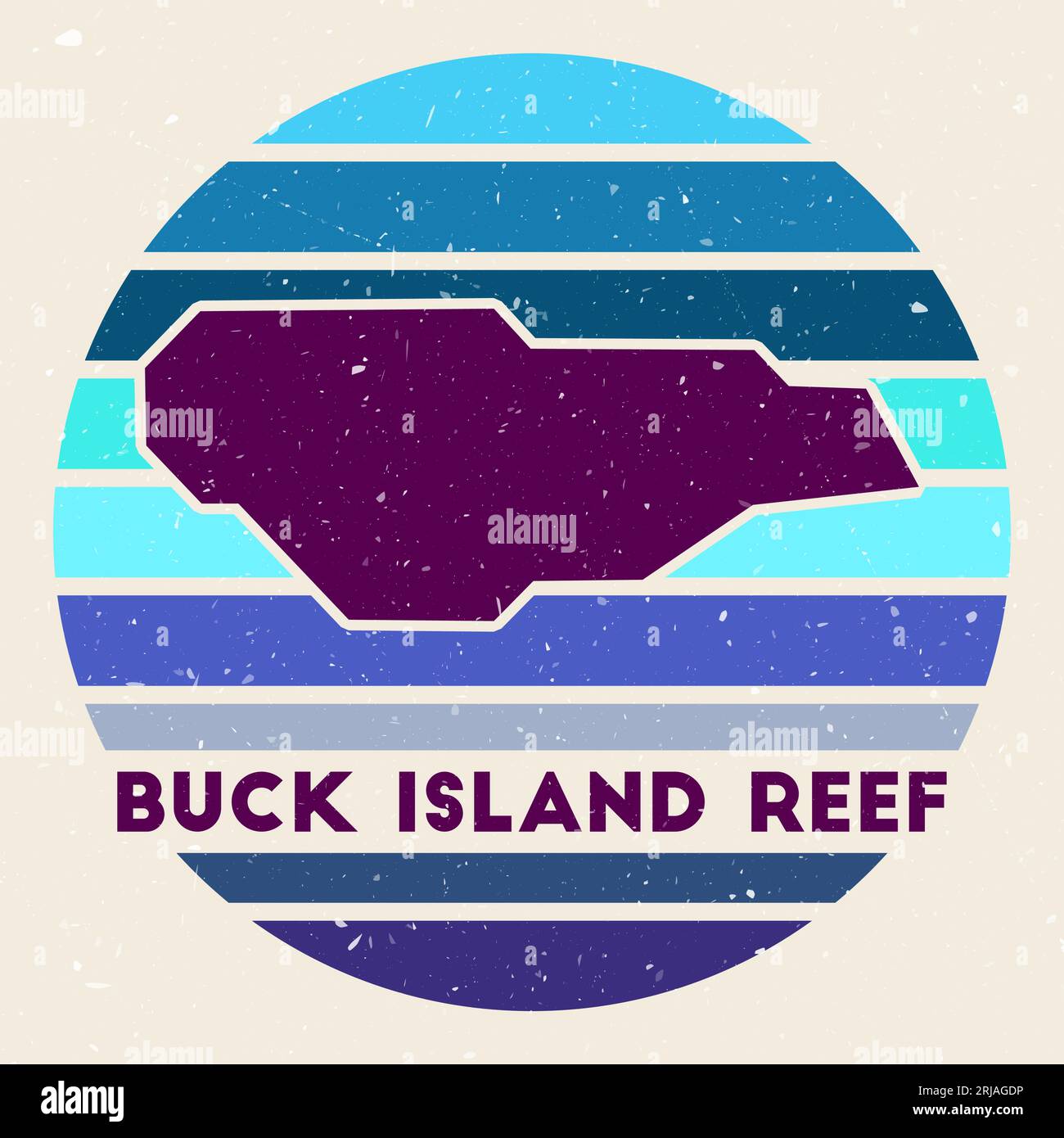 Buck Island Reef logo. Sign with the map and colored stripes, vector ...