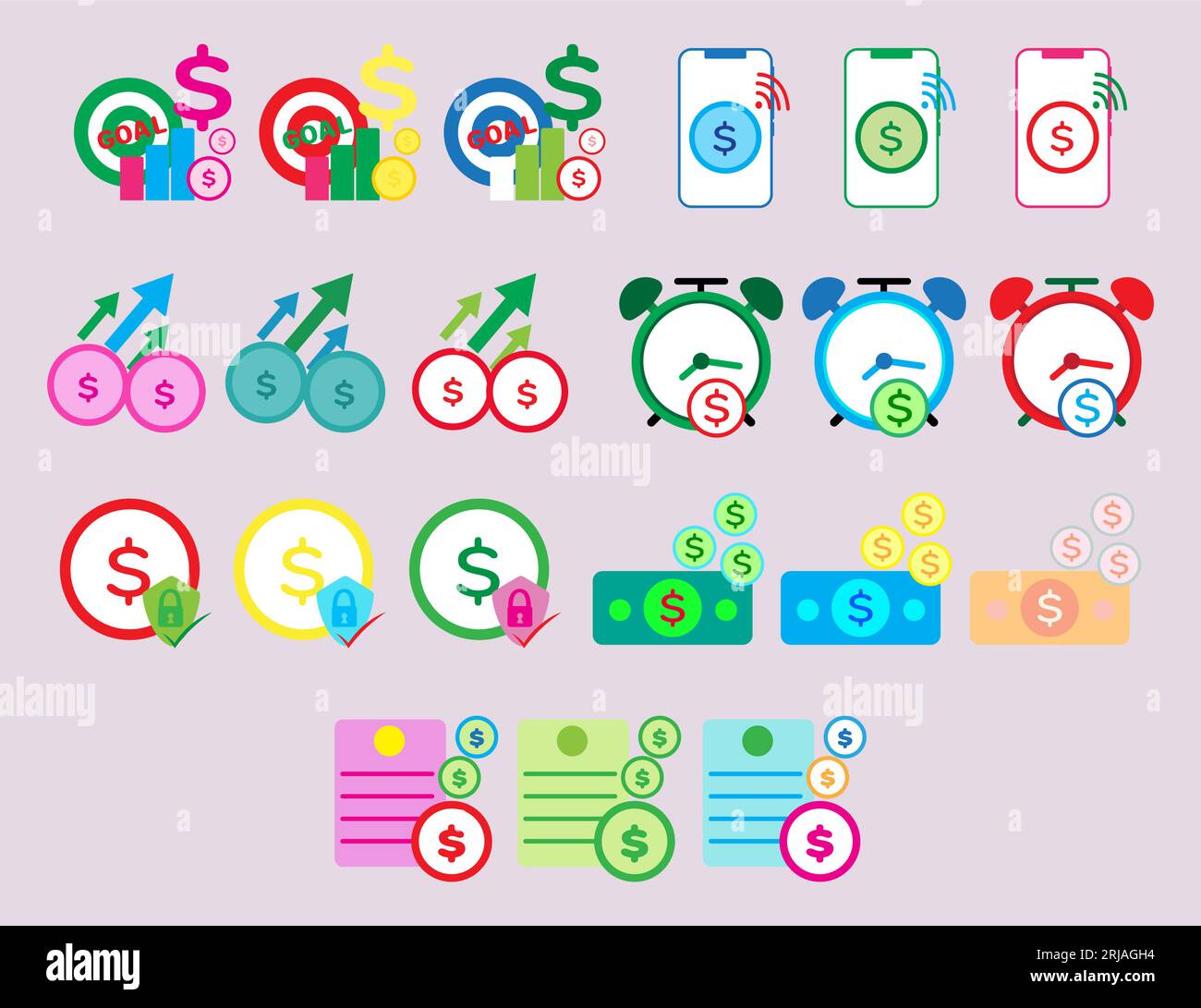 Collection icon symbol about financial transactions anywhere. set of ...