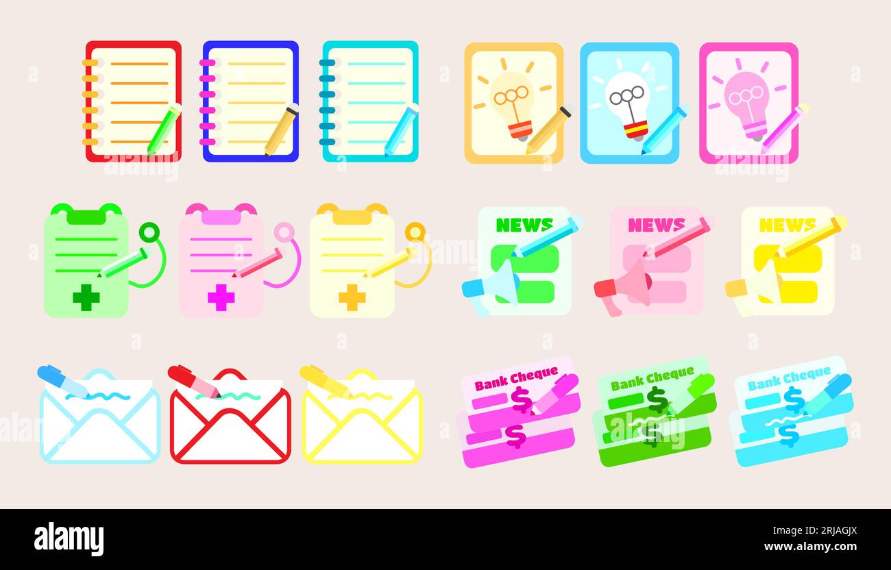 Collection Book and pencil in taking notes and activities. set of ...