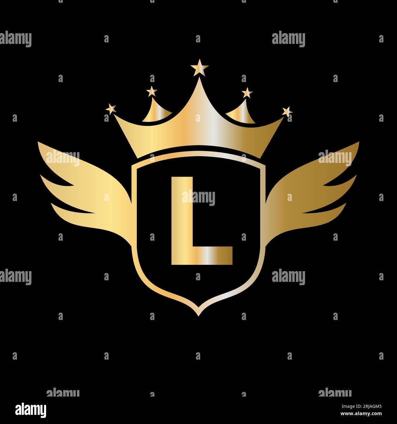 Letter L Transportation Logo With Wing, Shield And Crown Icon. Wing ...