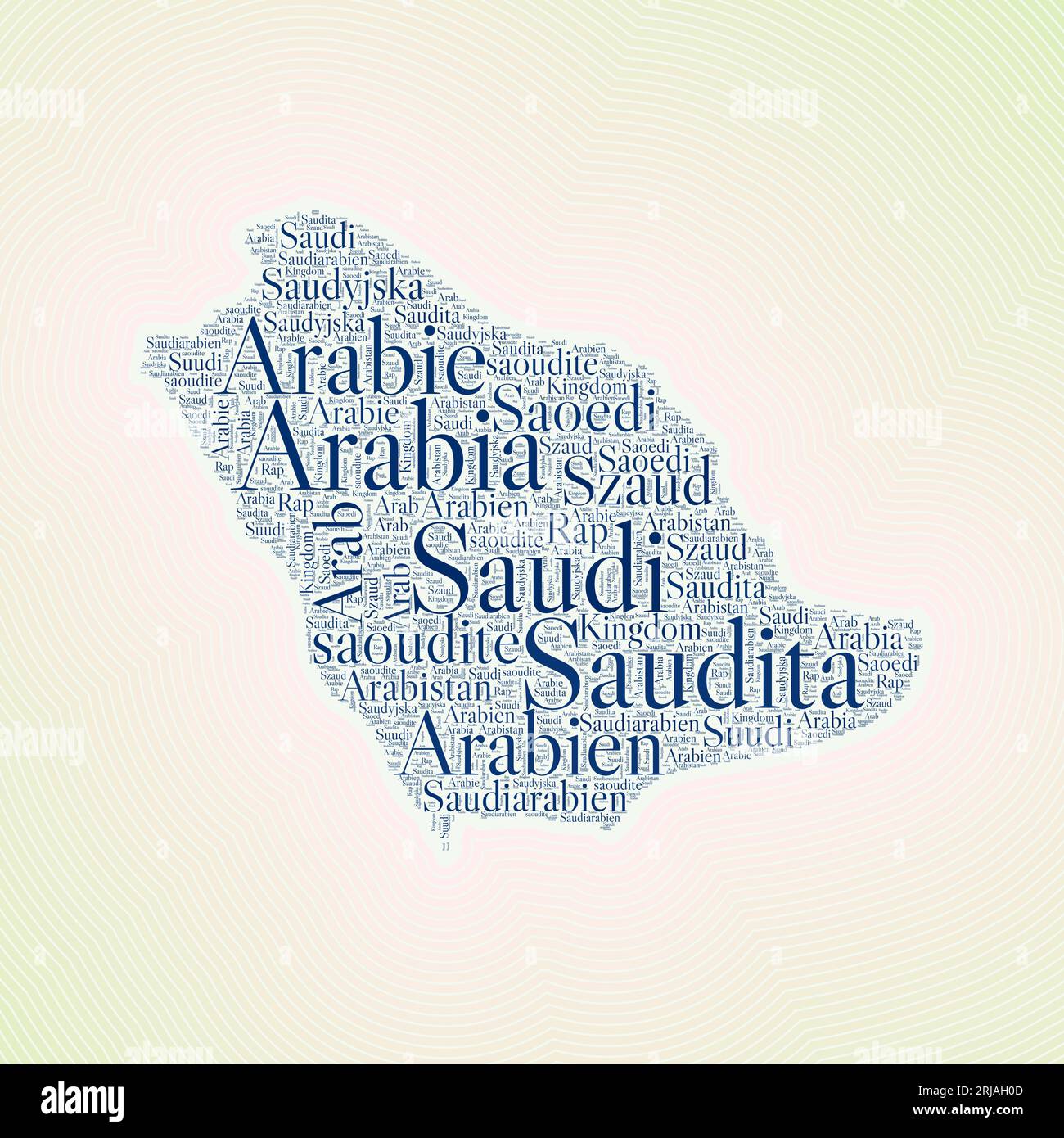 Saudi Arabia shape formed by country name in multiple languages. Saudi ...