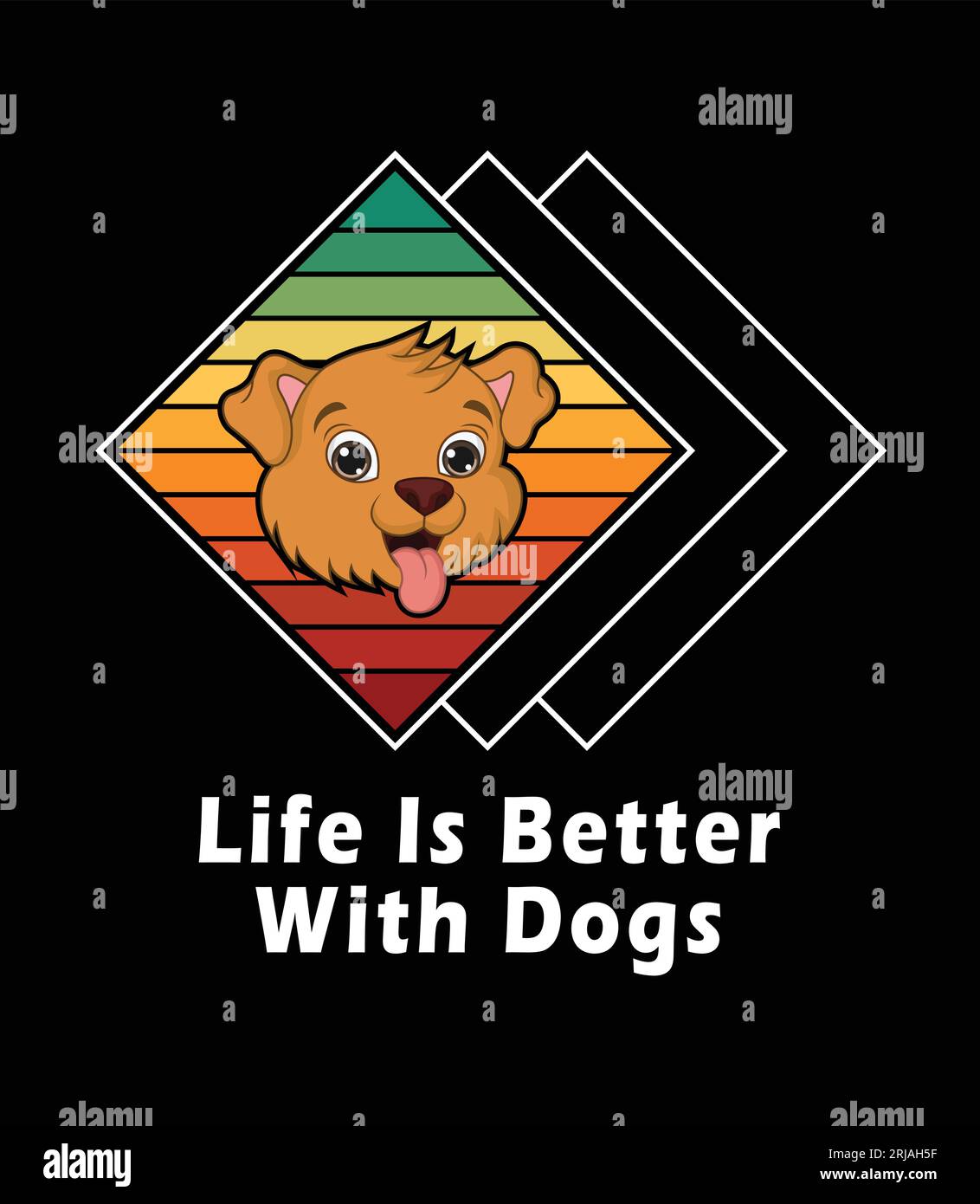 Life is Better With Dogs, Hand drawn vector illustration Stock Vector ...