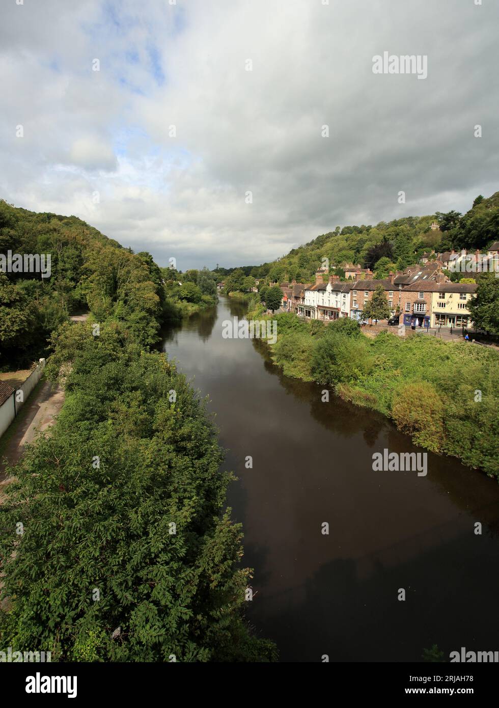 View from the iron bridge of the ironbridge gorge, Telford, Shropshire ...