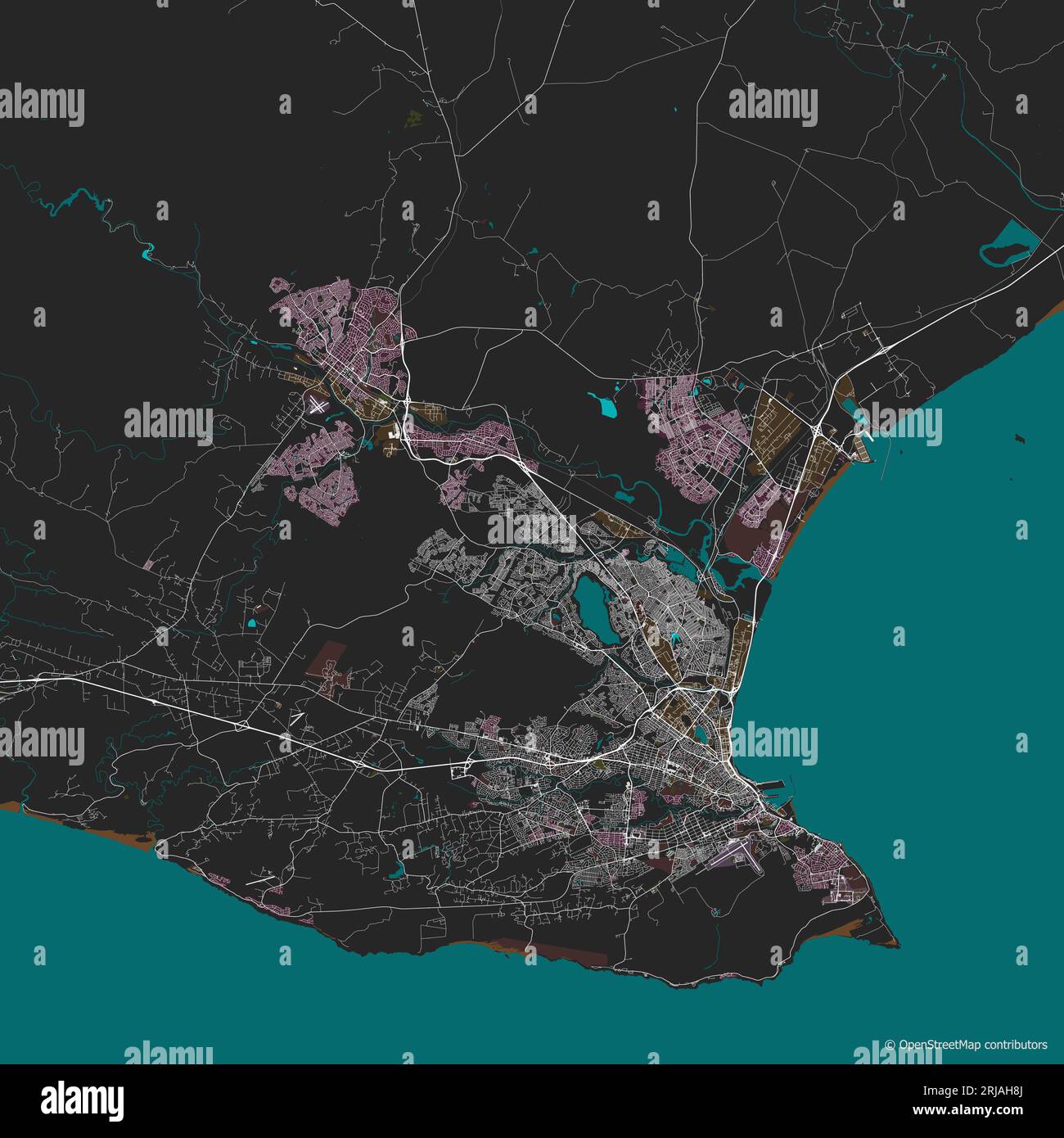 Vector city map of Port Elizabeth Gqeberha, South Africa Stock Vector ...
