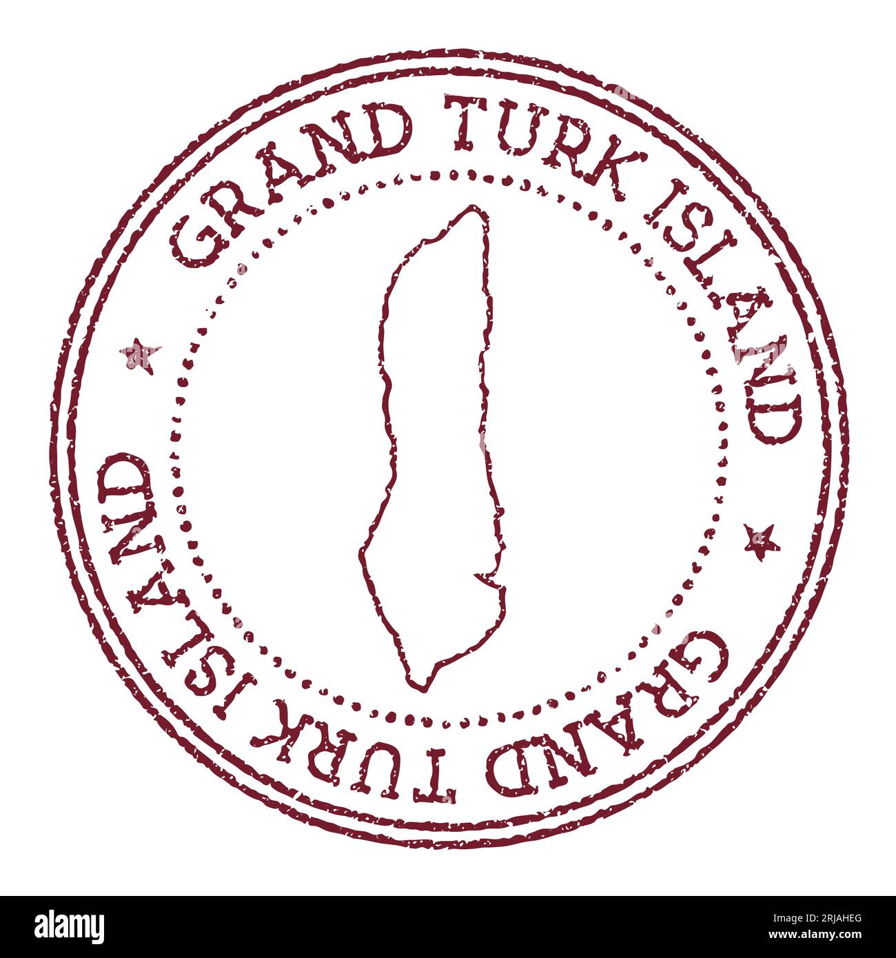 Grand Turk Island round rubber stamp with island map. Vintage red ...