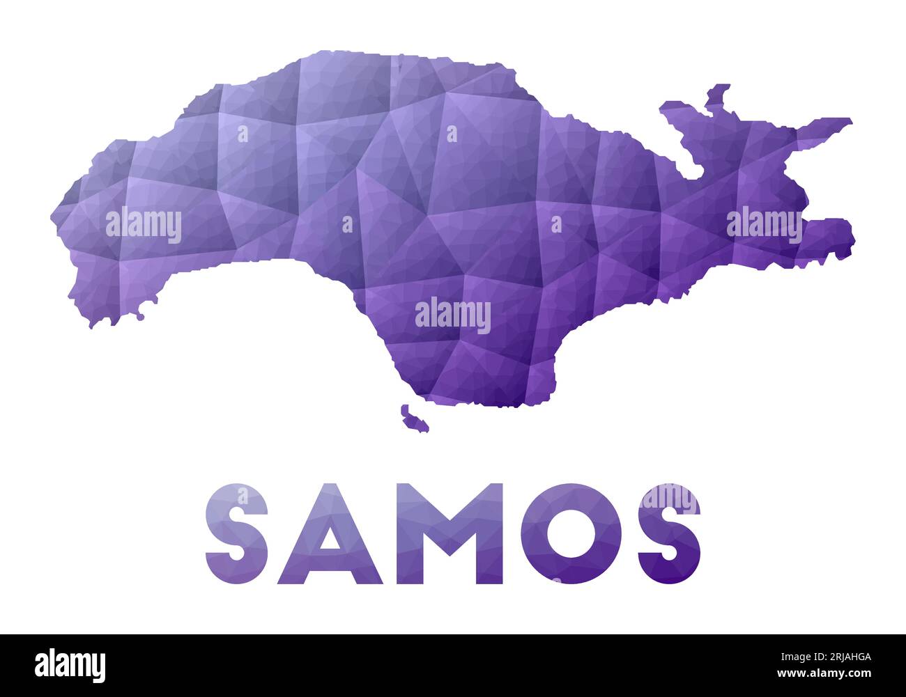 Map of Samos. Low poly illustration of the island. Purple geometric ...