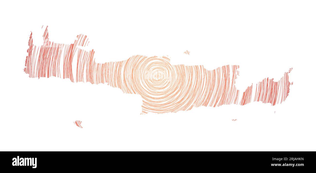 Crete map filled with concentric circles. Sketch style circles in shape ...