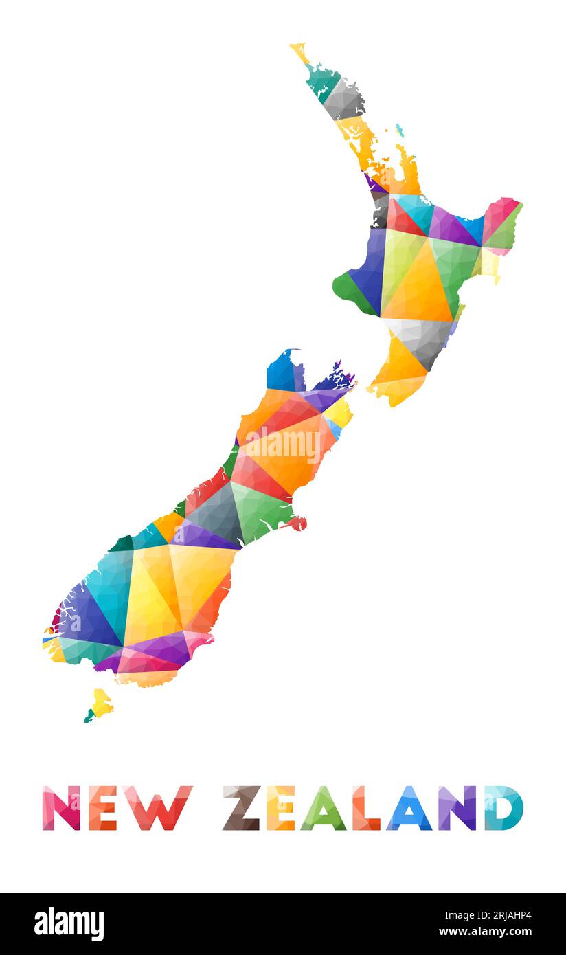 New Zealand - colorful low poly country shape. Multicolor geometric ...