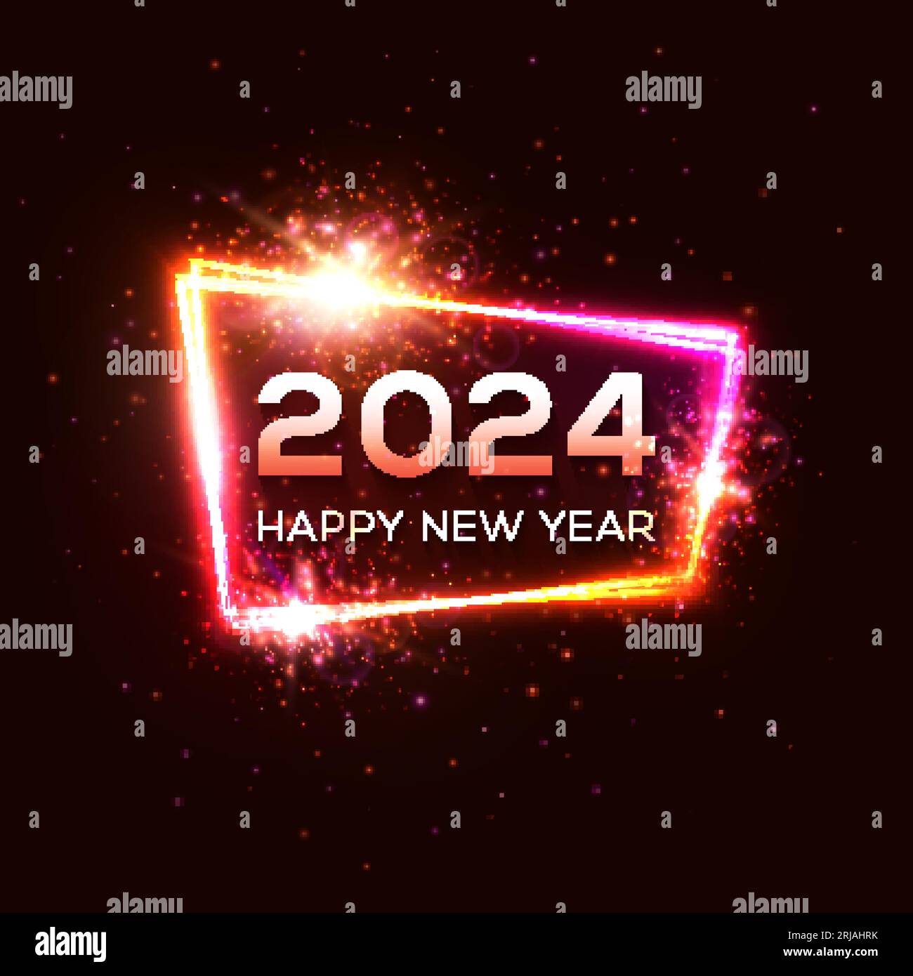 Red neon color happy new Stock Vector Images - Alamy
