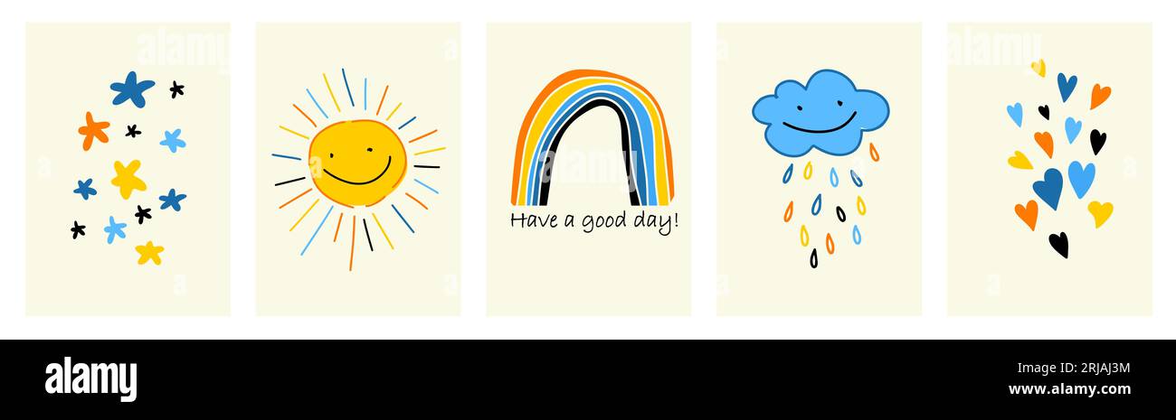 Set of trend elements sun, rainbow, cloud. Vector illustration. For ...