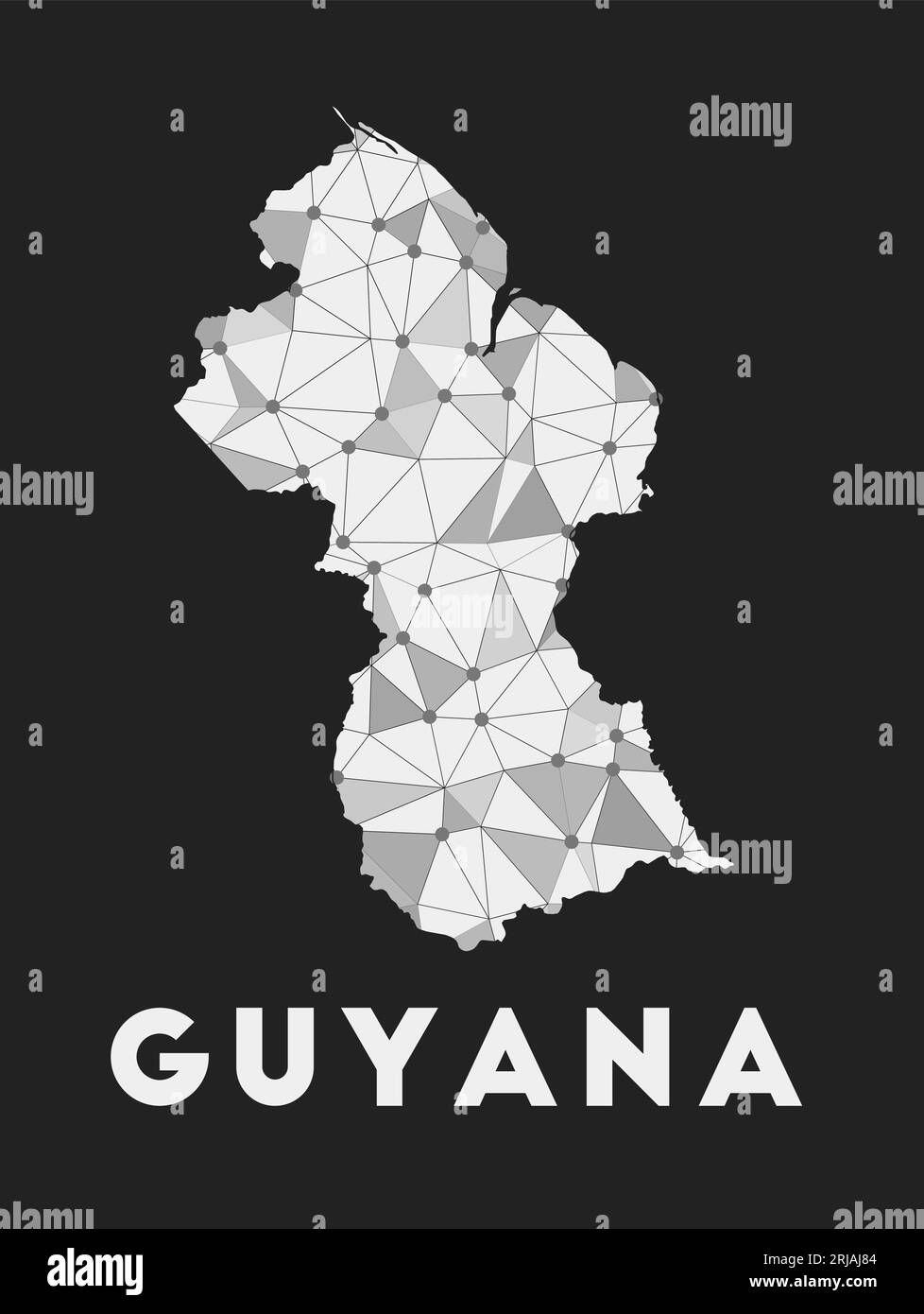 Guyana - communication network map of country. Guyana trendy geometric ...