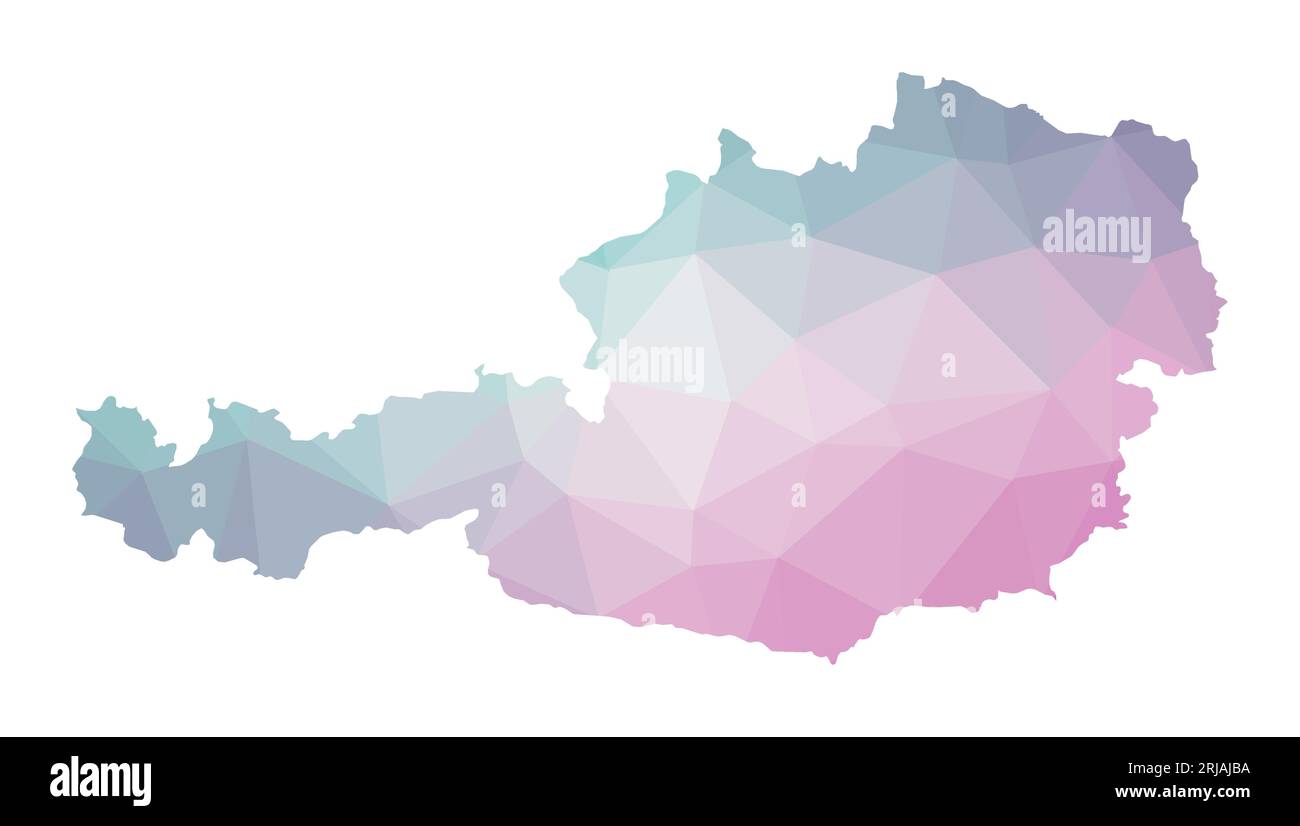 Polygonal map of Austria. Geometric illustration of the country in ...
