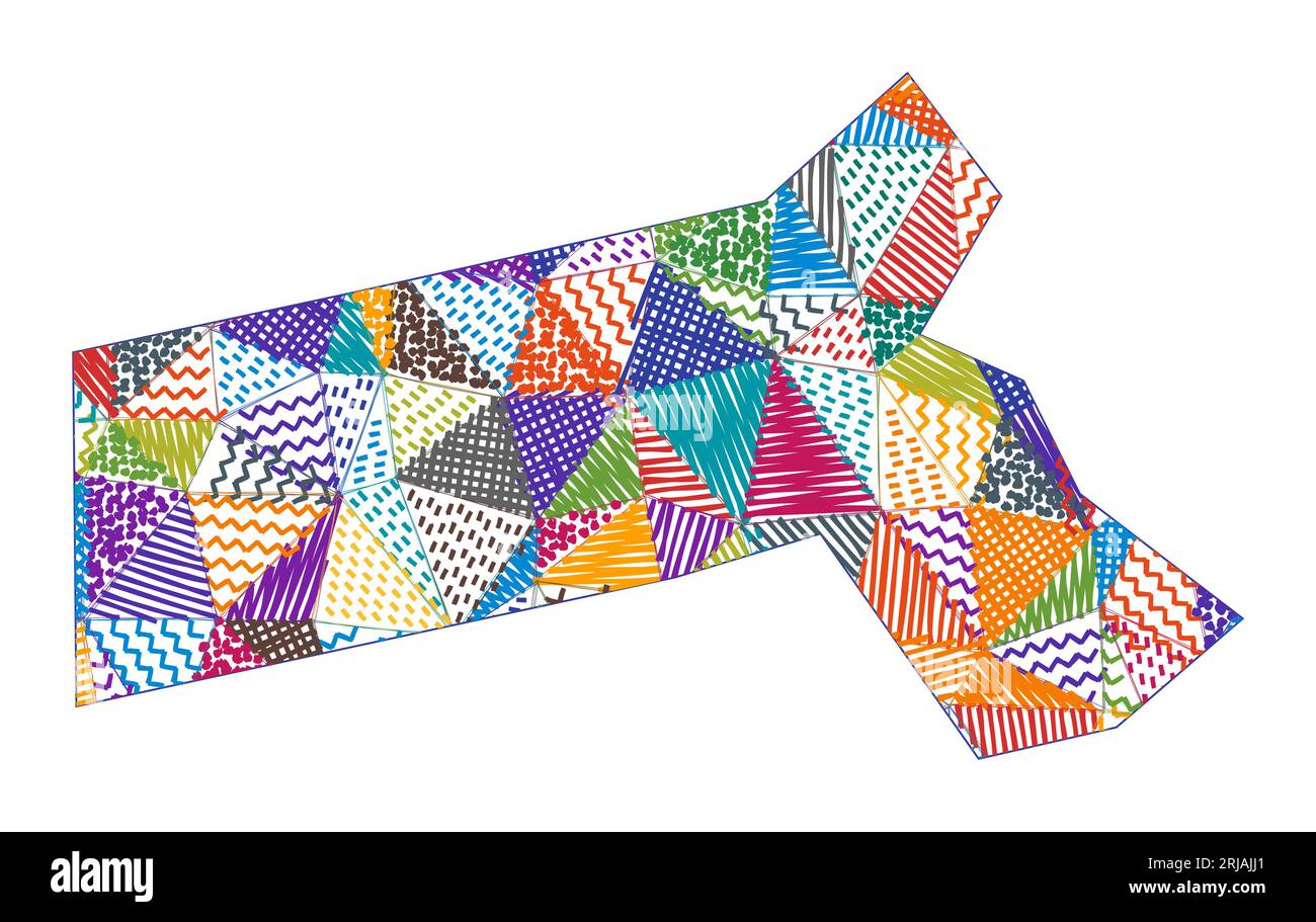 Kid style map of Massachusetts. Hand drawn polygons in the shape of ...