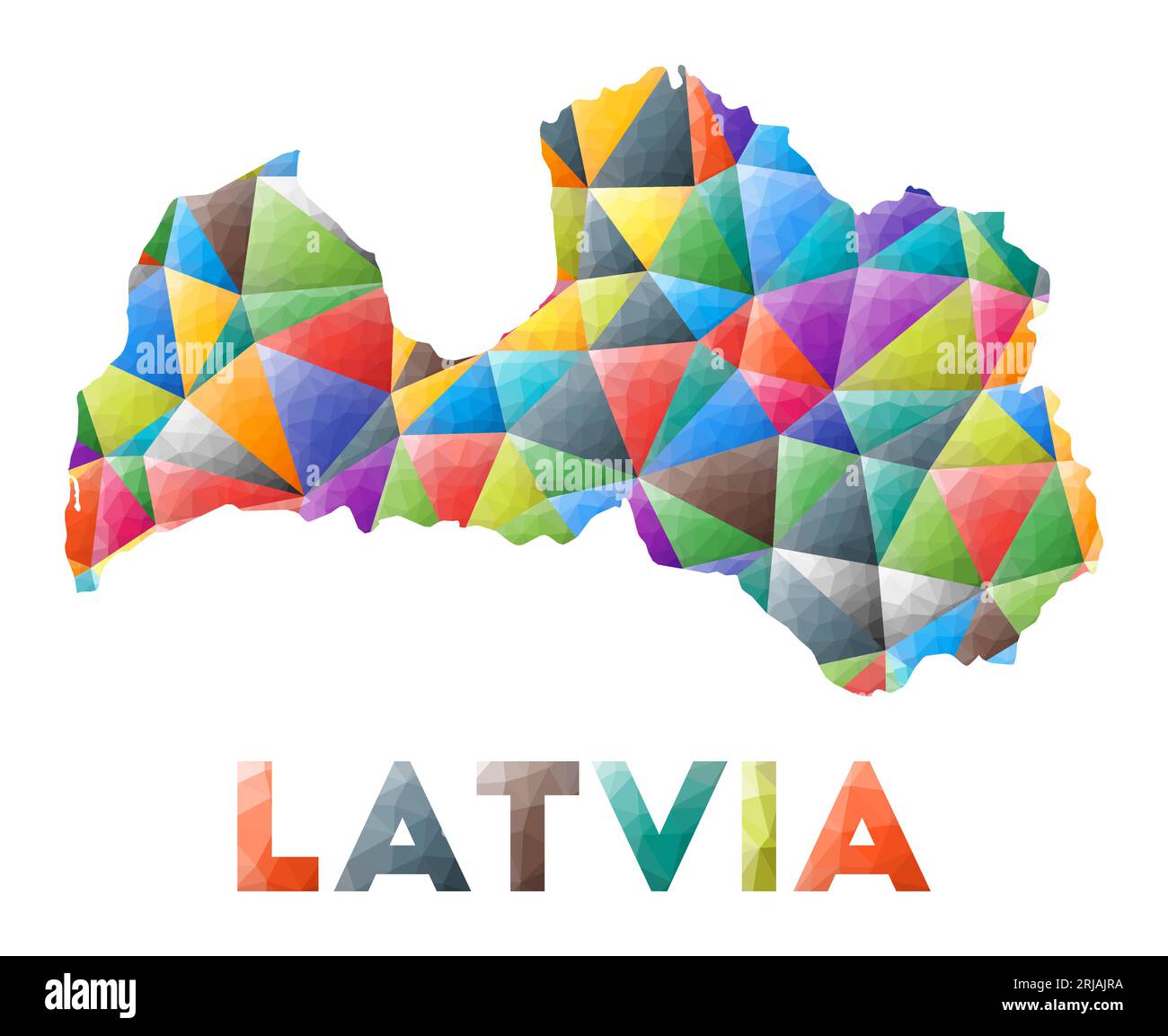 Latvia - colorful low poly country shape. Multicolor geometric ...