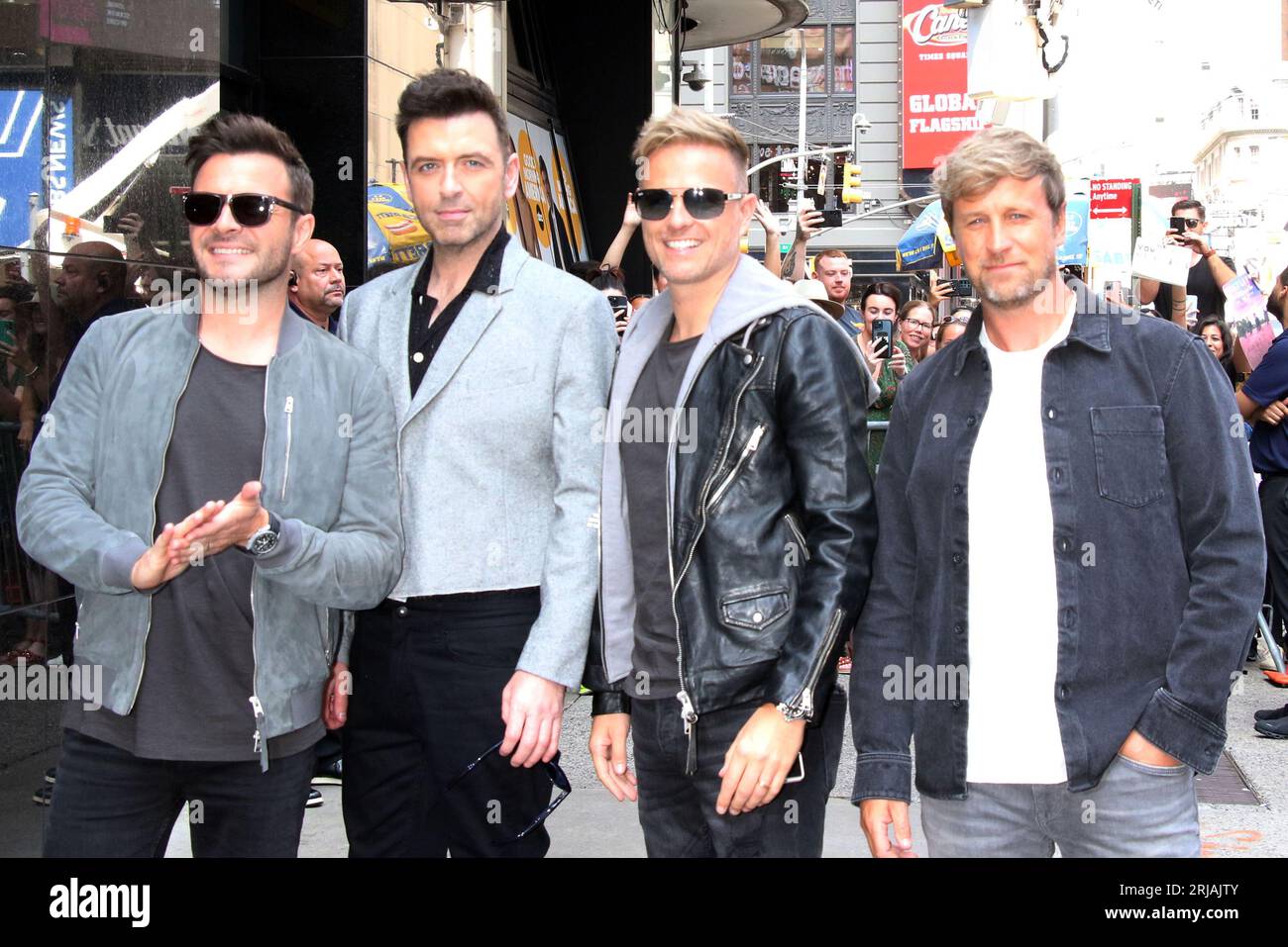 New York, NY, USA. 21st Aug, 2023. Nicky Byrne, Mark Feehily, Shane ...