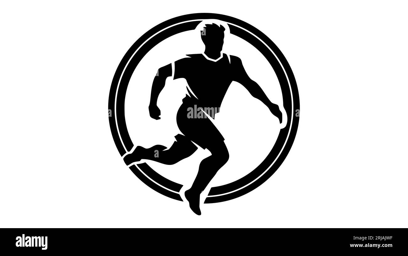 Running sprinter man. Flat vector illustration icon, logo design ...