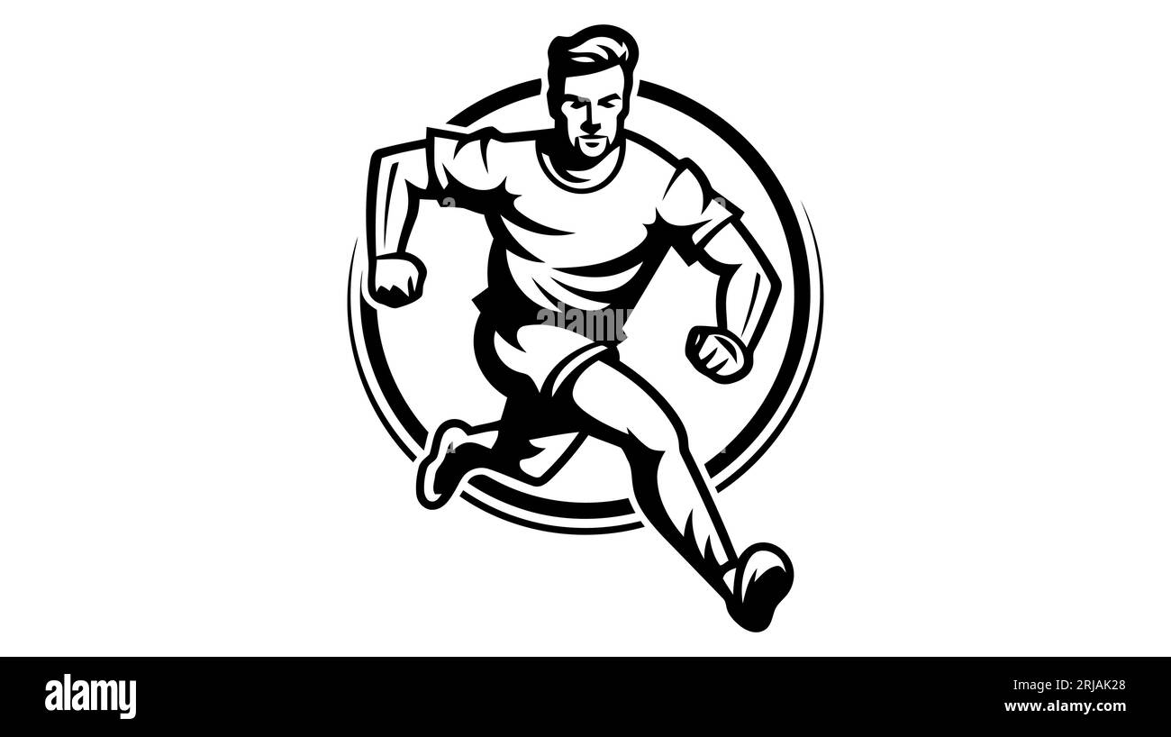 Running sprinter man. Flat vector illustration icon, logo design ...