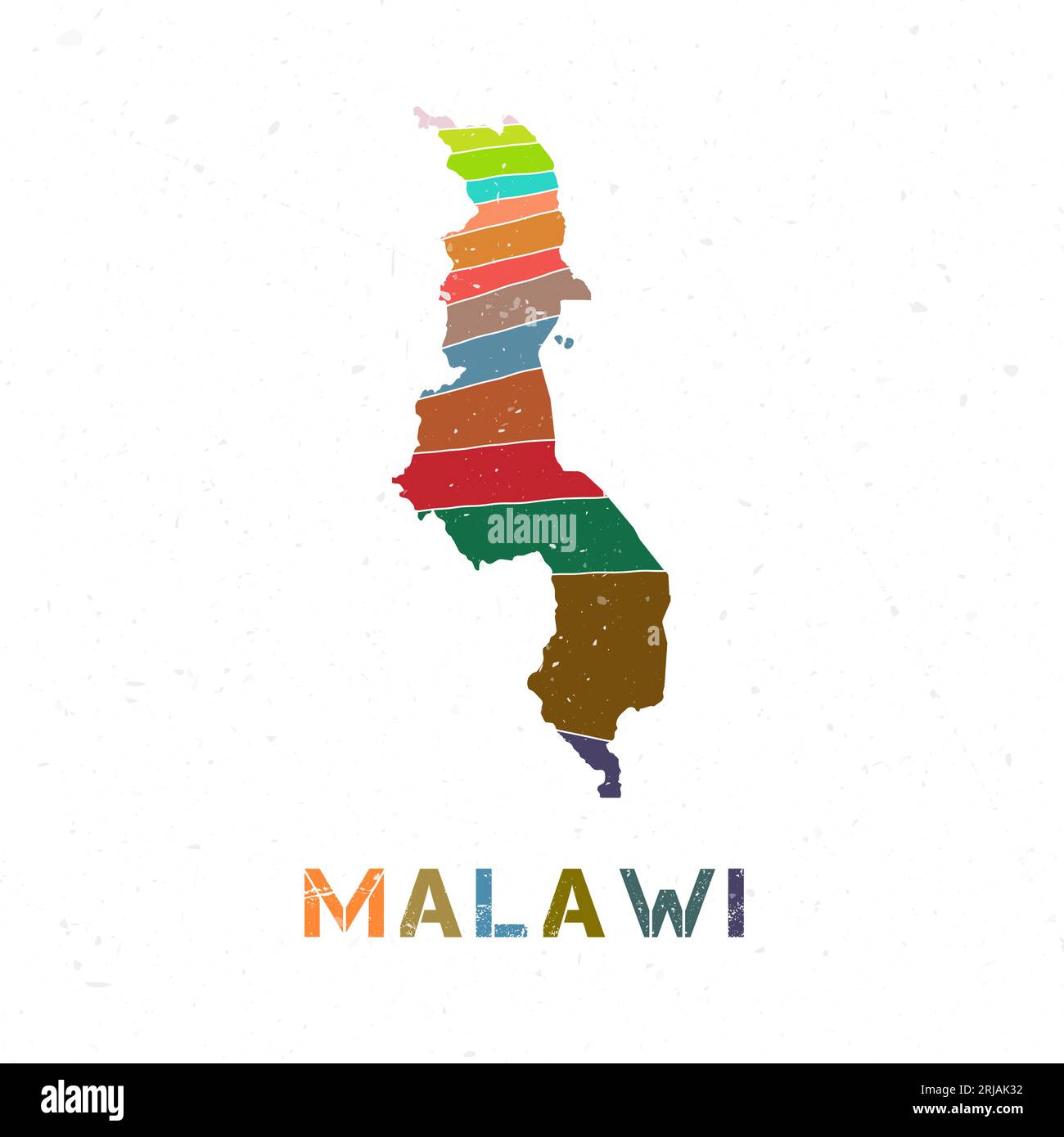 Malawi map design. Shape of the country with beautiful geometric waves and grunge texture ...