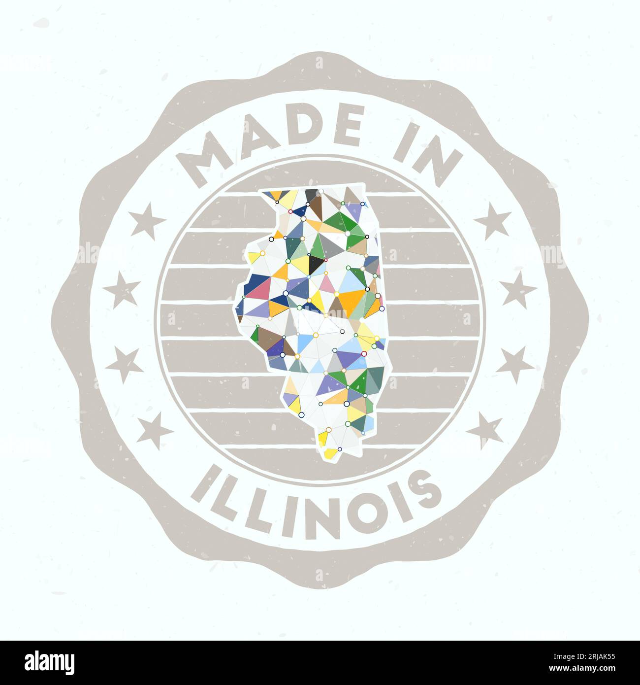 Made In Illinois. US state round stamp. Seal of Illinois with border ...