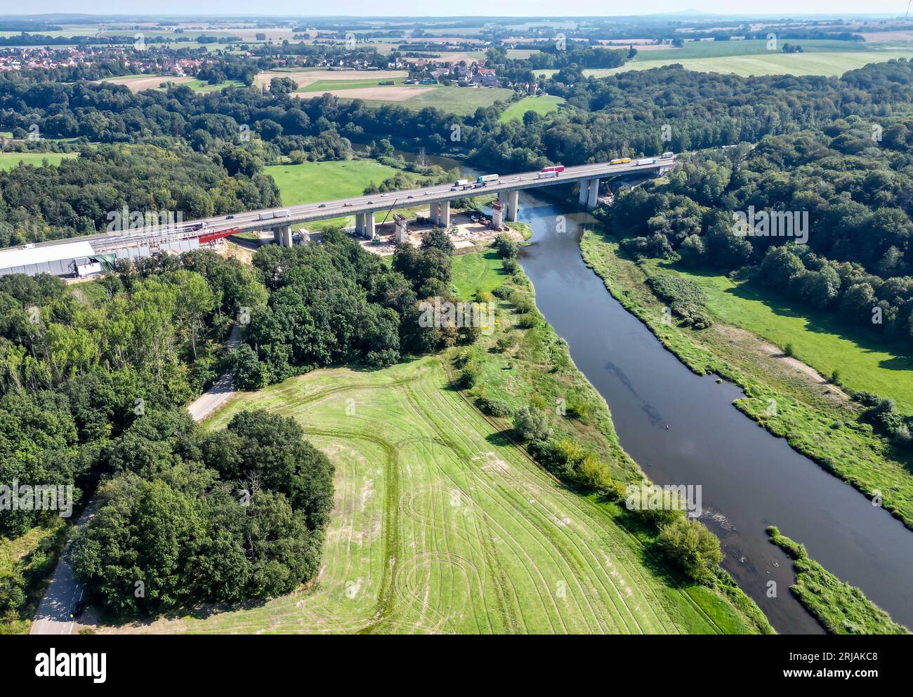 Grimma, Germany. 22nd Aug, 2023. View of the construction site for the ...