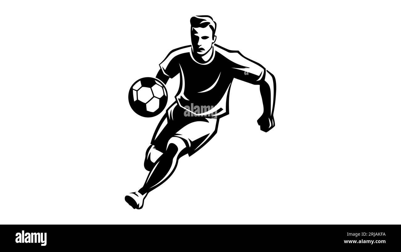 Vector soccer player silhouette. player shooting white background Stock ...
