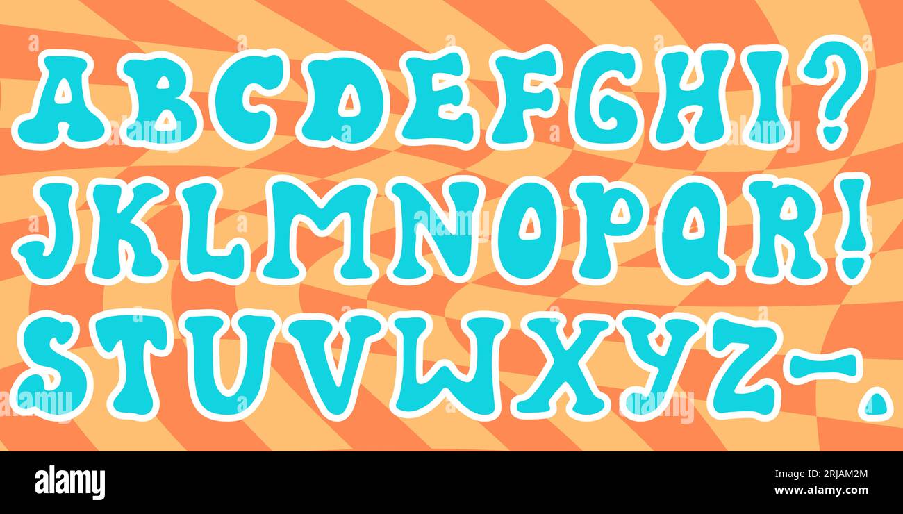 font rave groovy letters. 70s psychedelic type concept Stock Vector ...