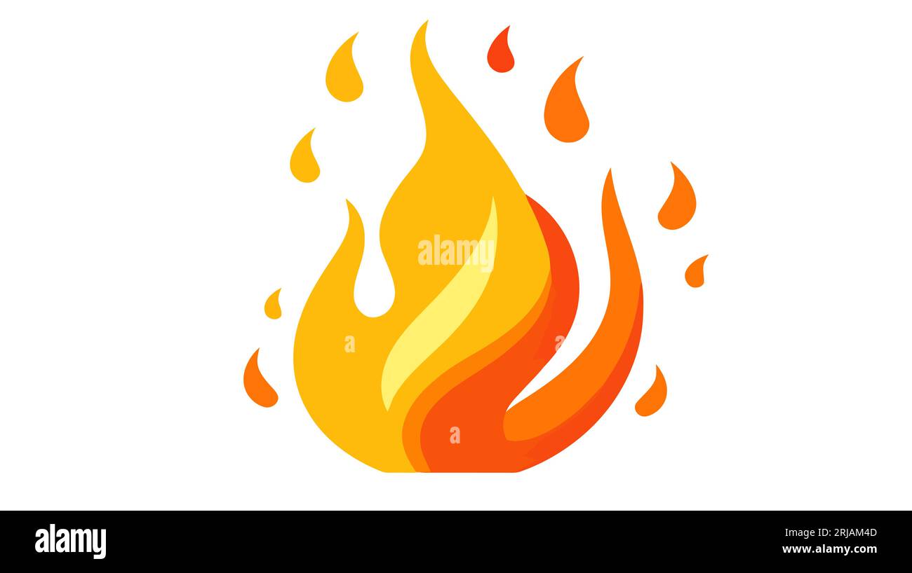 Fire, flame. Red flame in abstract style on white background. Flat fire ...
