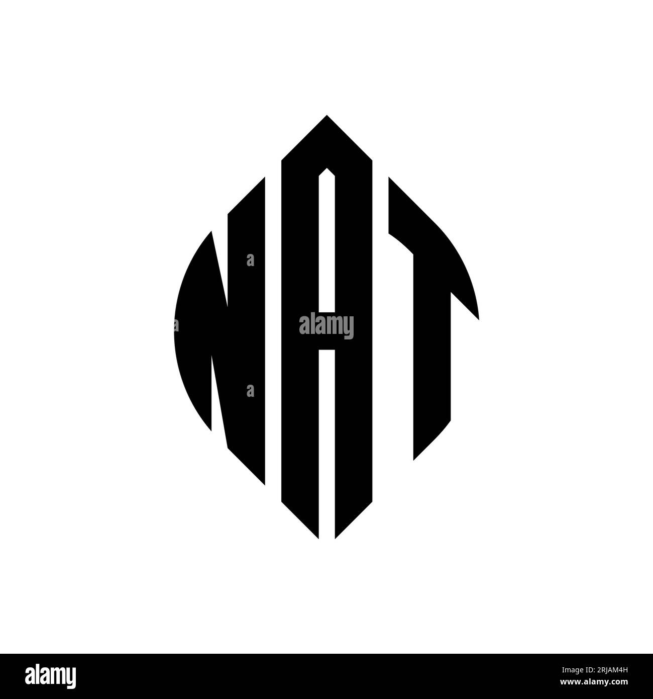 NAT circle letter logo design with circle and ellipse shape. NAT ...