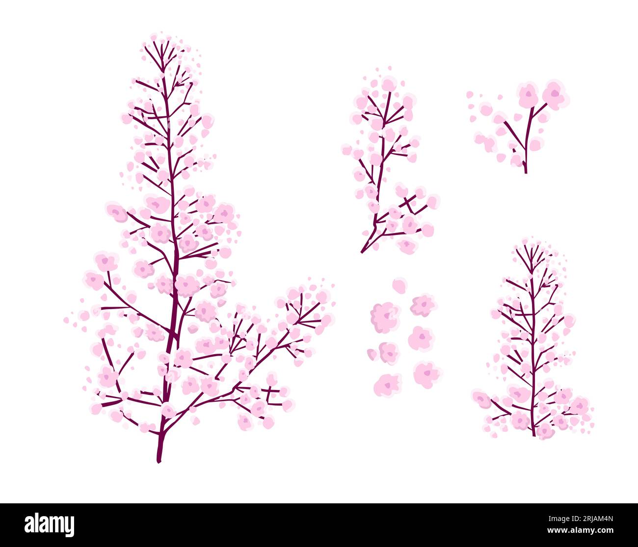 Pink flowers on a twig object. Vector illustration Stock Vector Image ... Pink flowers on a twig object. Vector illustration Stock Vector Image ...