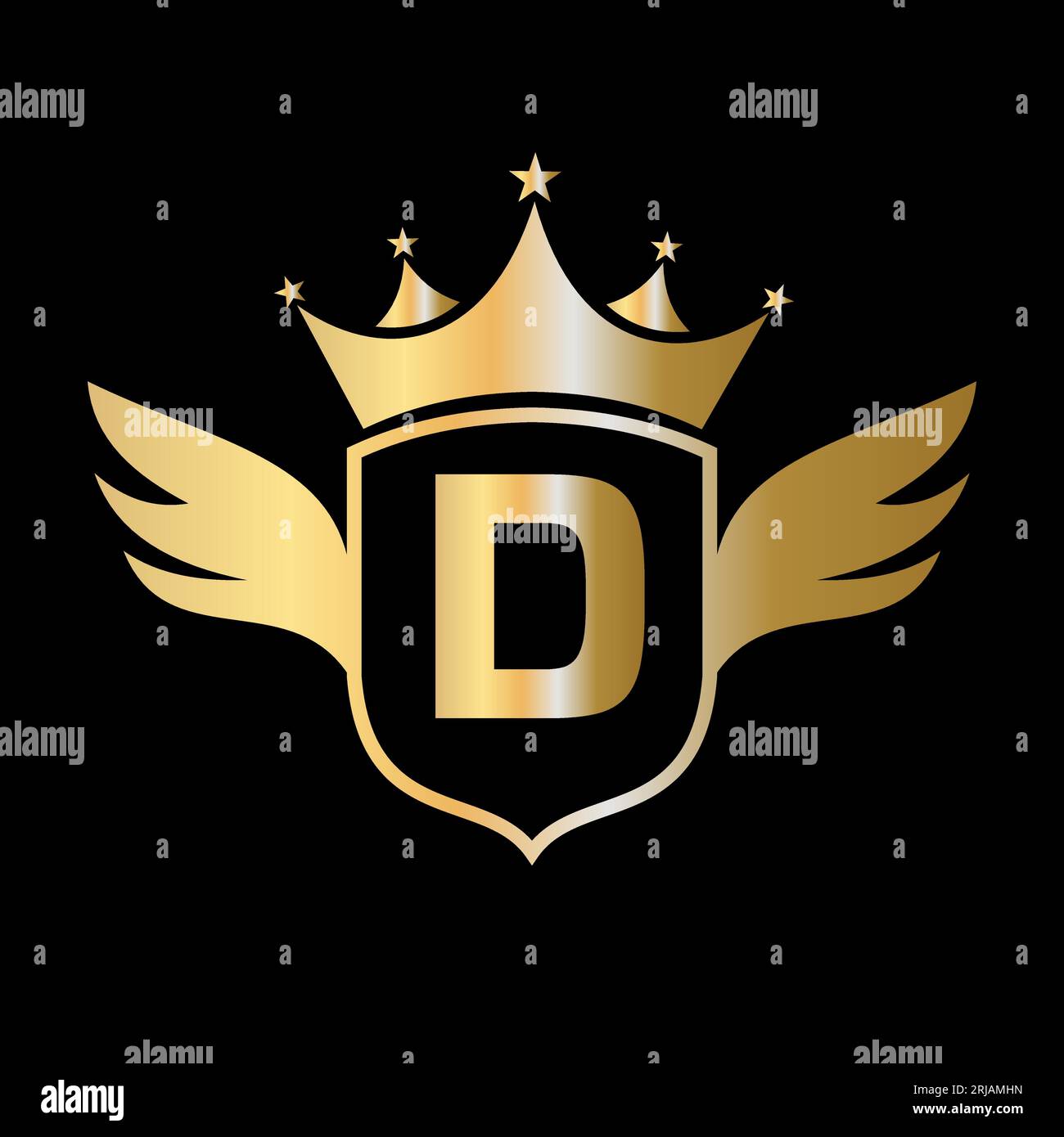 Letter D Transportation Logo With Wing, Shield And Crown Icon. Wing ...