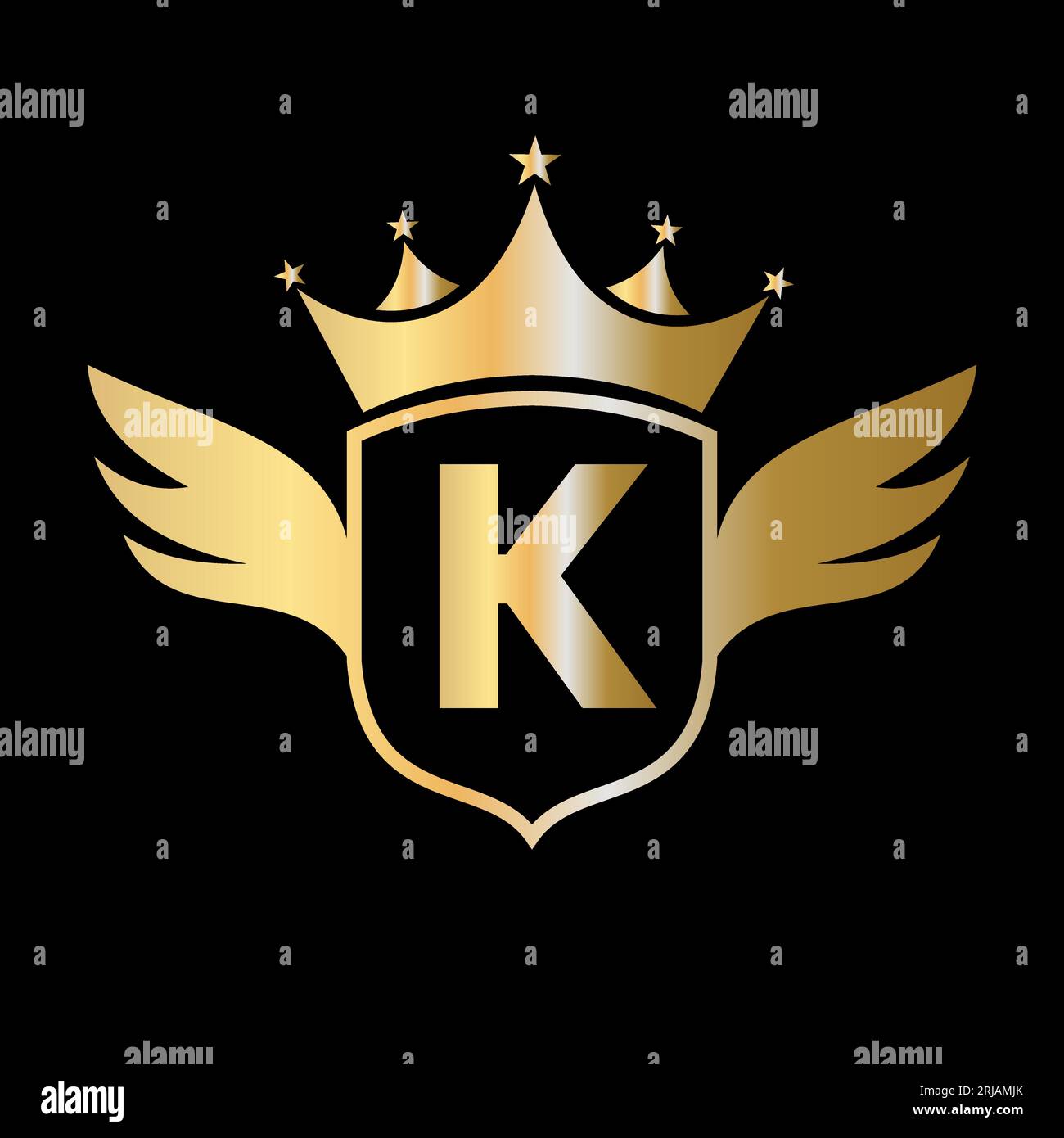 Letter K Transportation Logo With Wing, Shield And Crown Icon. Wing Logo On Shield Symbol Stock ...
