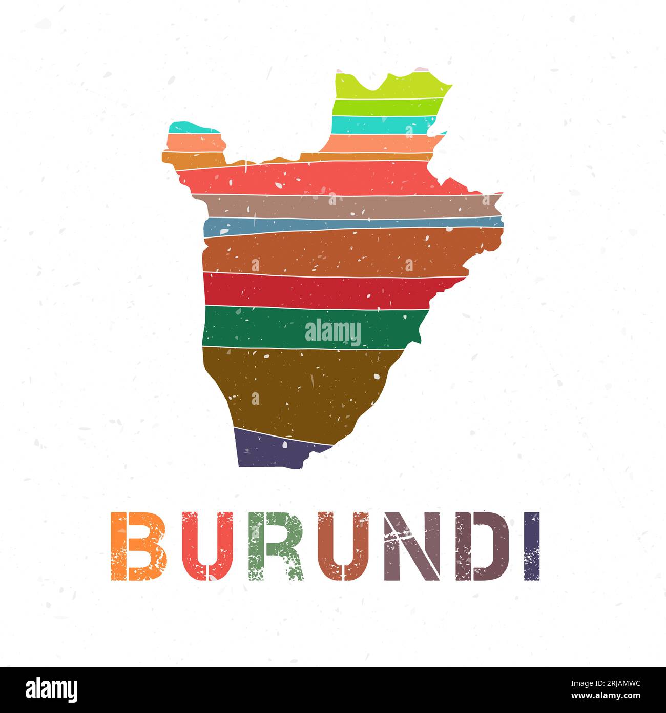Burundi map design. Shape of the country with beautiful geometric waves and grunge texture ...