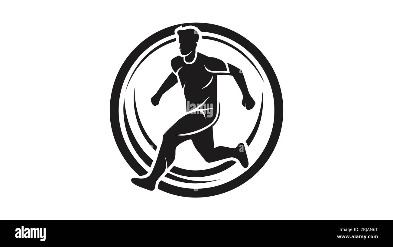 Running sprinter man. Flat vector illustration icon, logo design ...