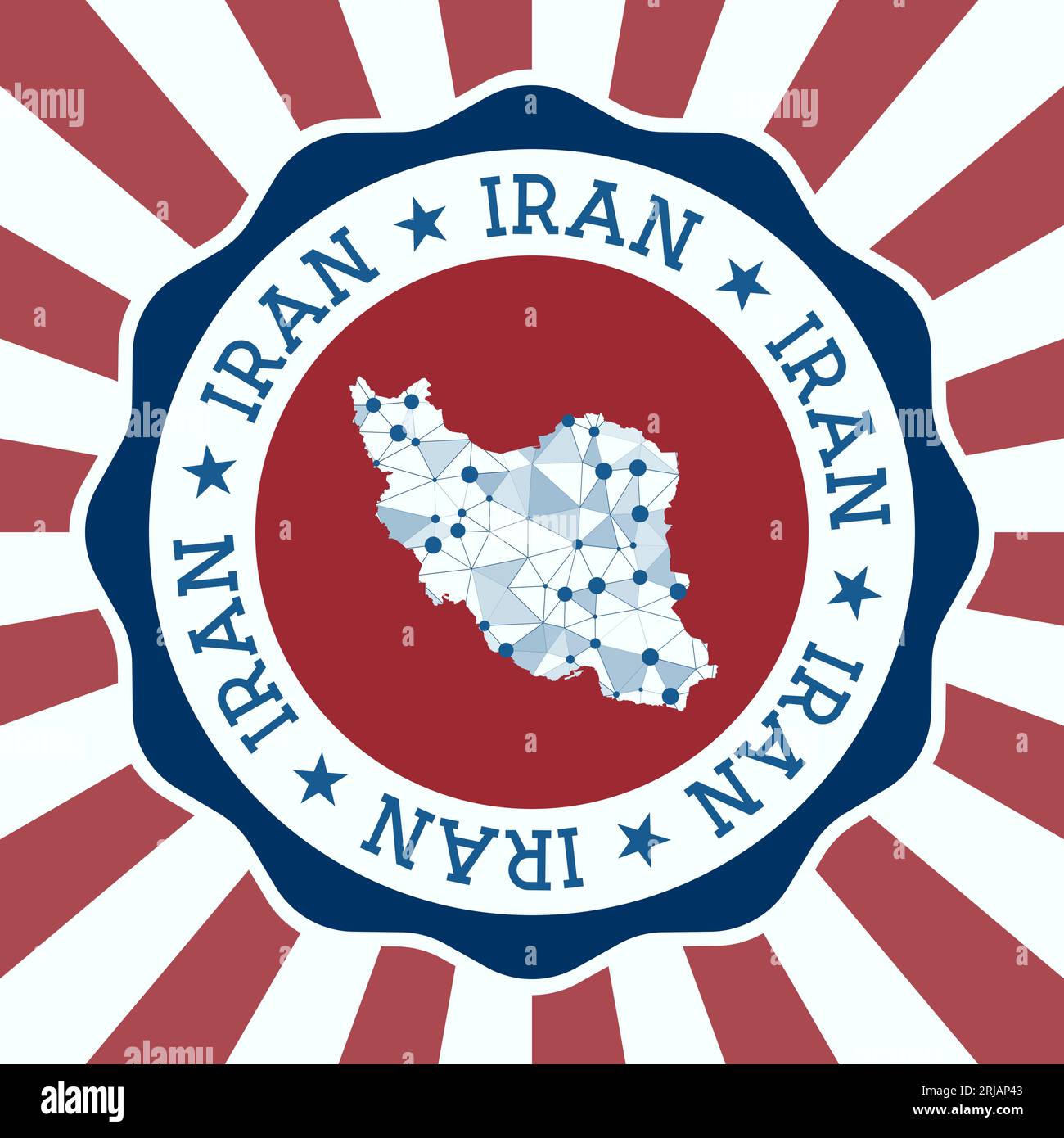 Iran Badge. Round logo of country with triangular mesh map and radial ...