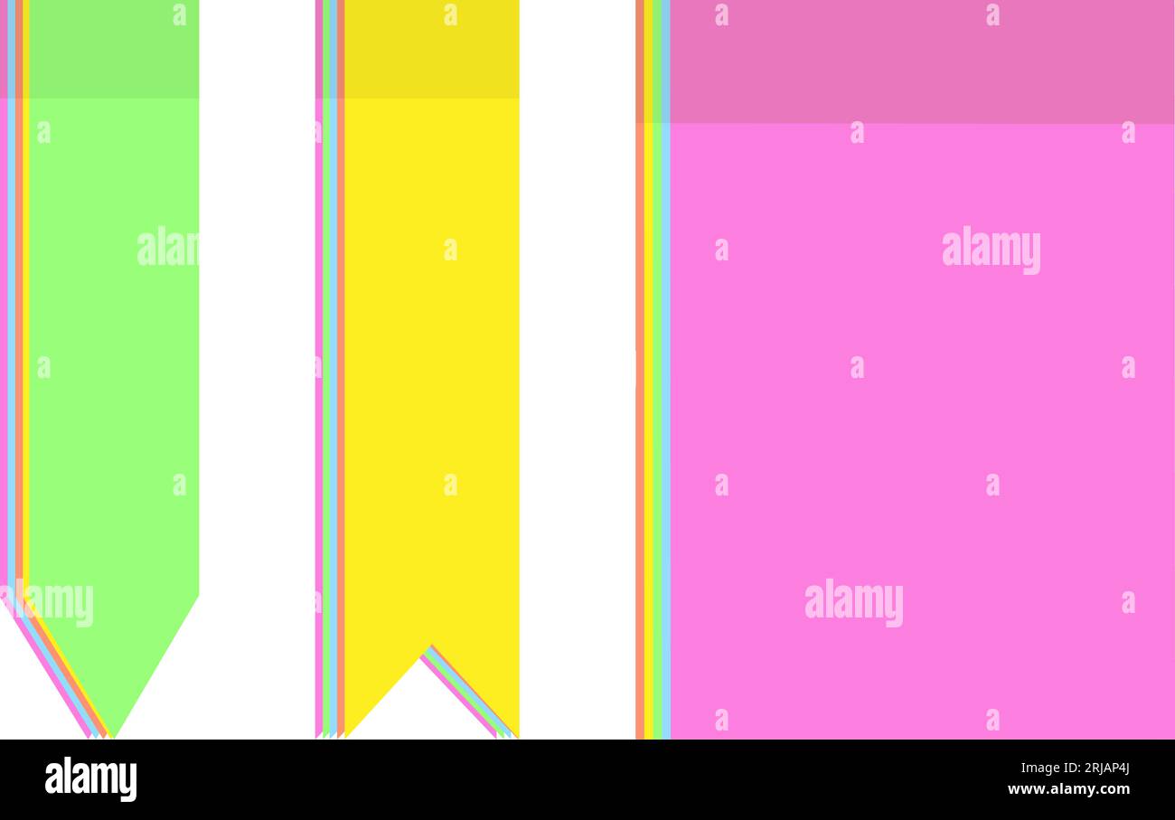 Set of 3 colorful office note paper stickers of different shapes in ...