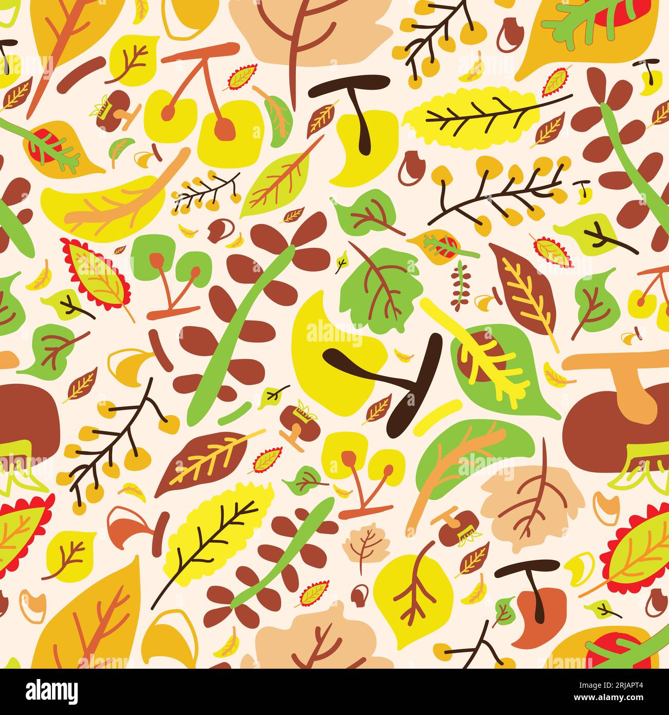 Hand drawn pattern background with leaves mix Stock Vector Image & Art ...