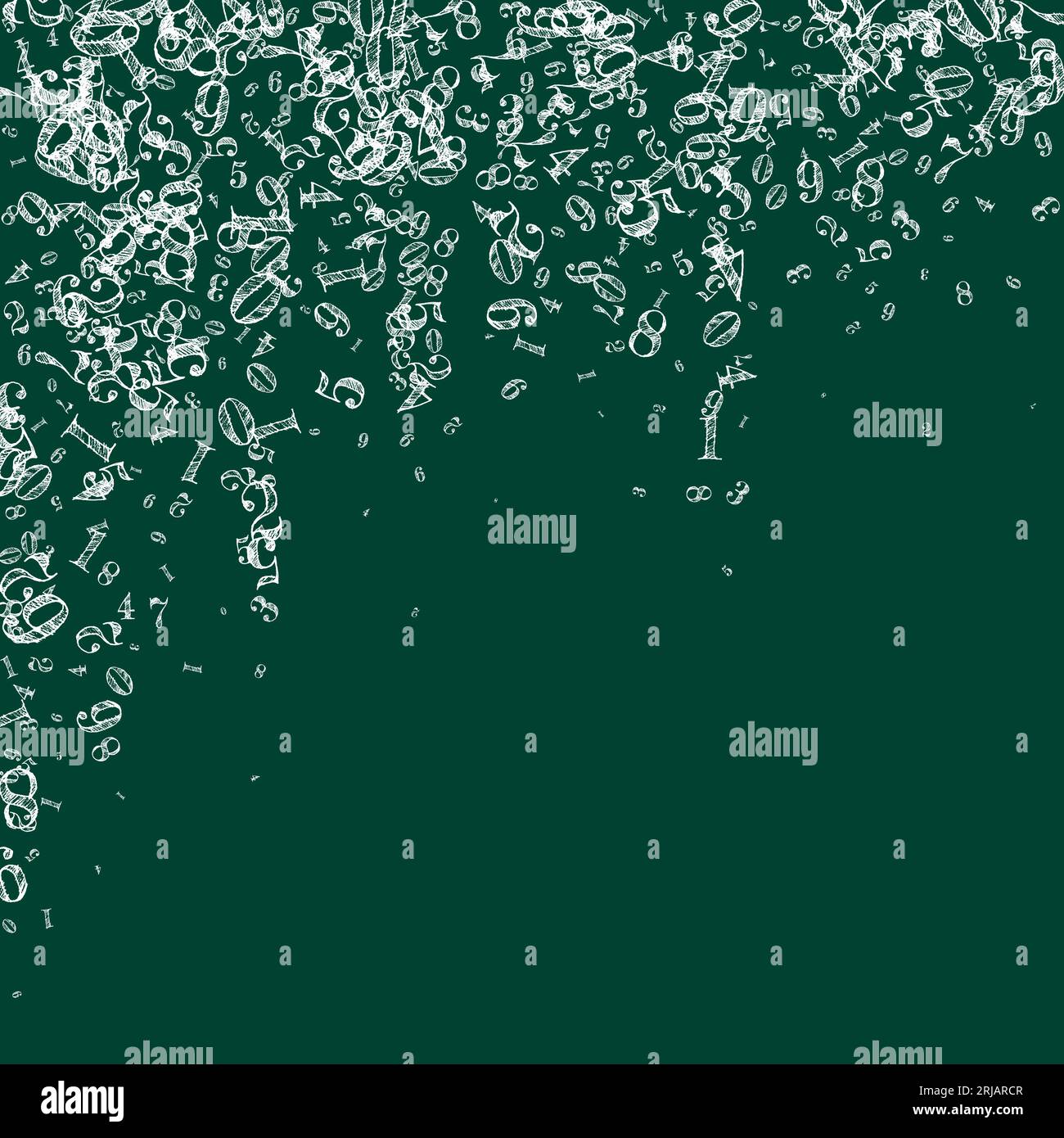 School math notebook cover. White chalk numbers floating in the air ...