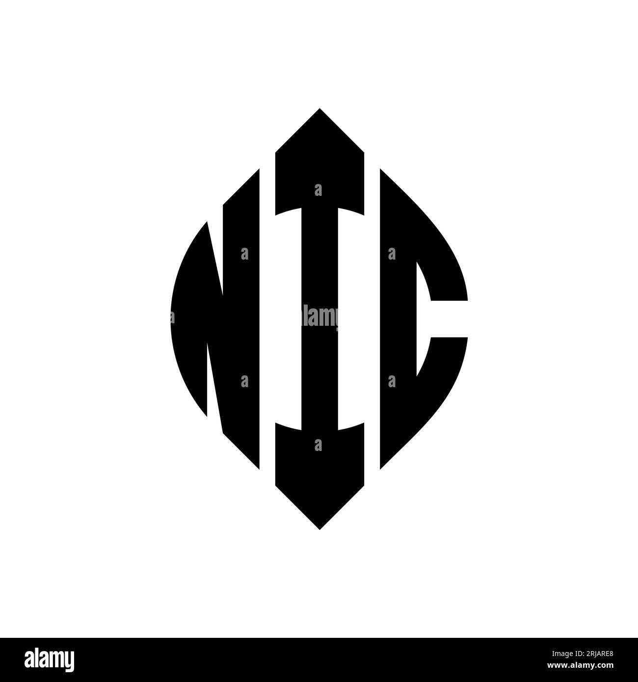 NIC circle letter logo design with circle and ellipse shape. NIC ellipse letters with ...