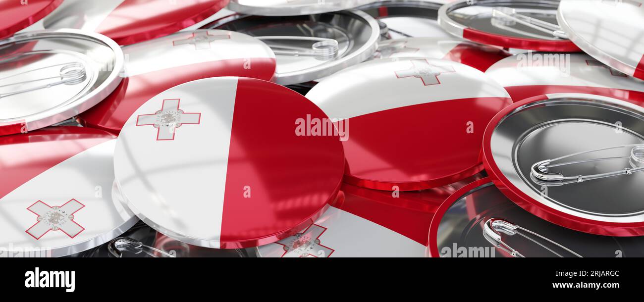 Malta - round badges with country flag - voting, election concept - 3D ...