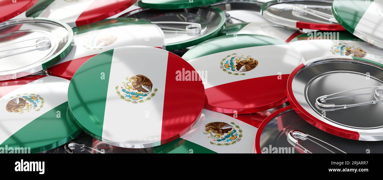 Mexico - round badges with country flag - voting, election concept - 3D ...