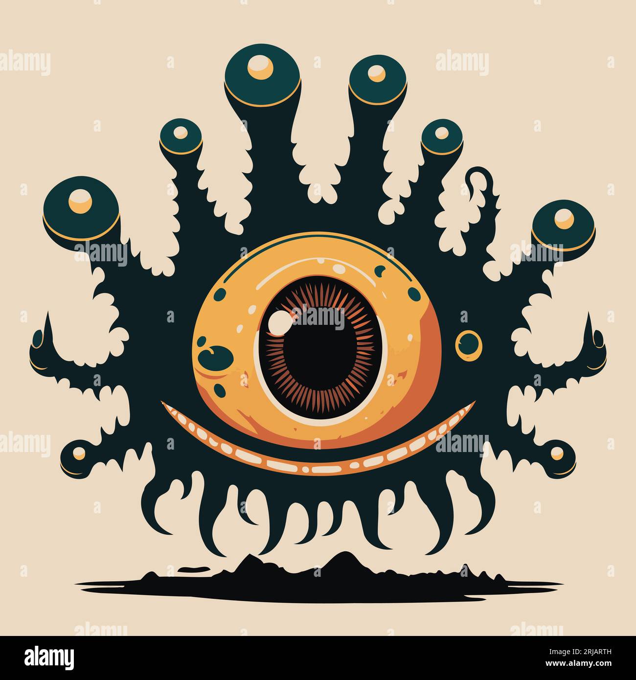 Minimalist Smiling Eyeball Monster. Creepy Role Playing Monster with ...