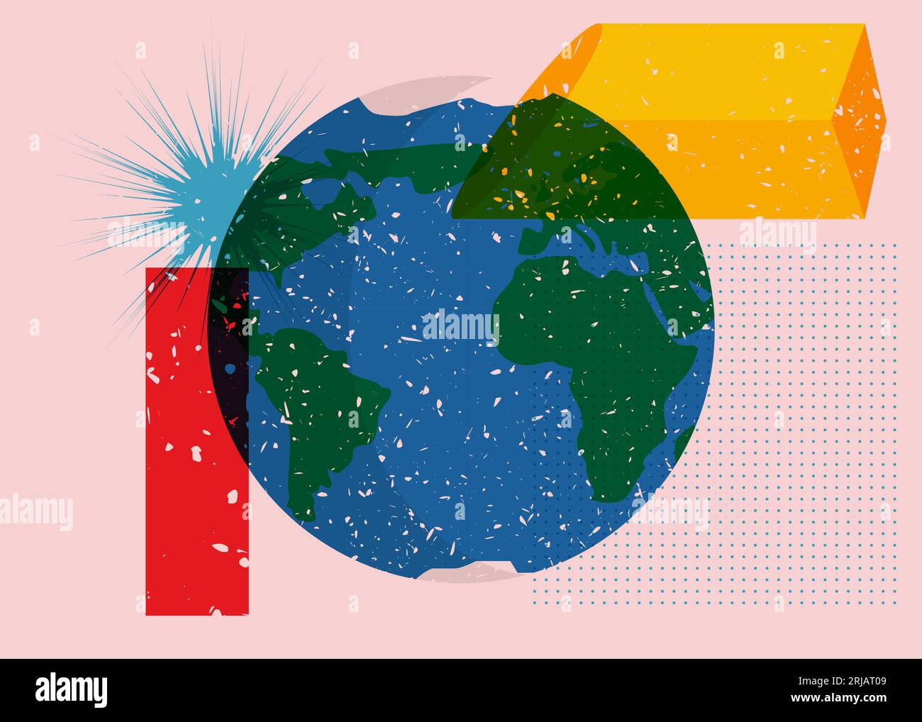 World satellite map half hi-res stock photography and images - Alamy