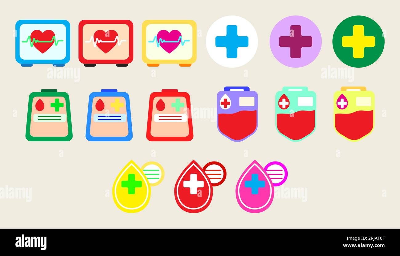Collection illustration blood bag symbol for medical treatment.Set of ...